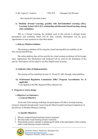 ICT-TLE Training Proposal | DOCX