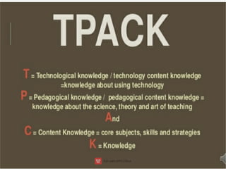 TECHNOLOGICAL PEDAGOGICAL CONTENT KNOWLEDGE (TPACK) | PPT