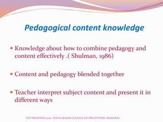 TECHNOLOGICAL PEDAGOGICAL CONTENT KNOWLEDGE (TPACK) | PPTX