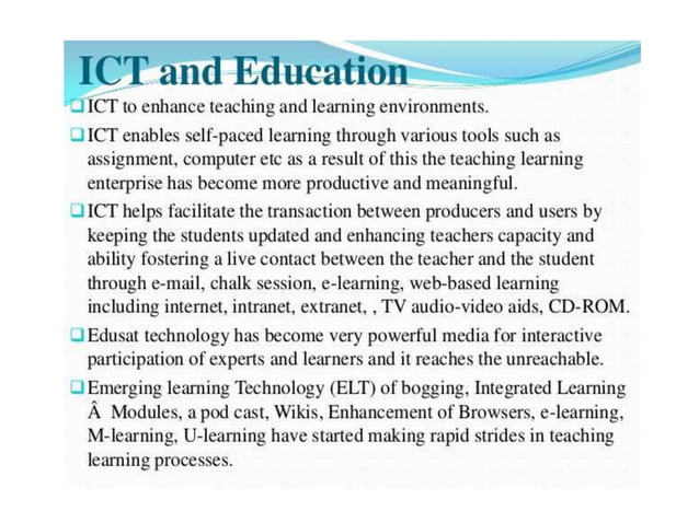 Information and Communication Technology In Education | PPTX
