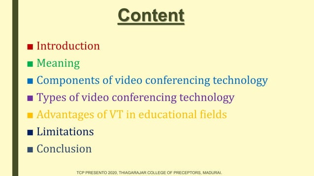 VIDEO CONFERENCING TECHNOLOGIES | PPT