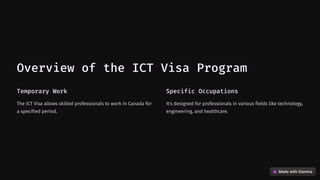 ICT Visa Canada: Your Pathway to Seamless Business Mobility | PDF
