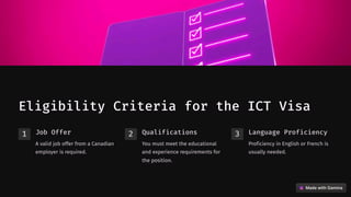 ICT Visa Canada: Your Pathway to Seamless Business Mobility | PDF