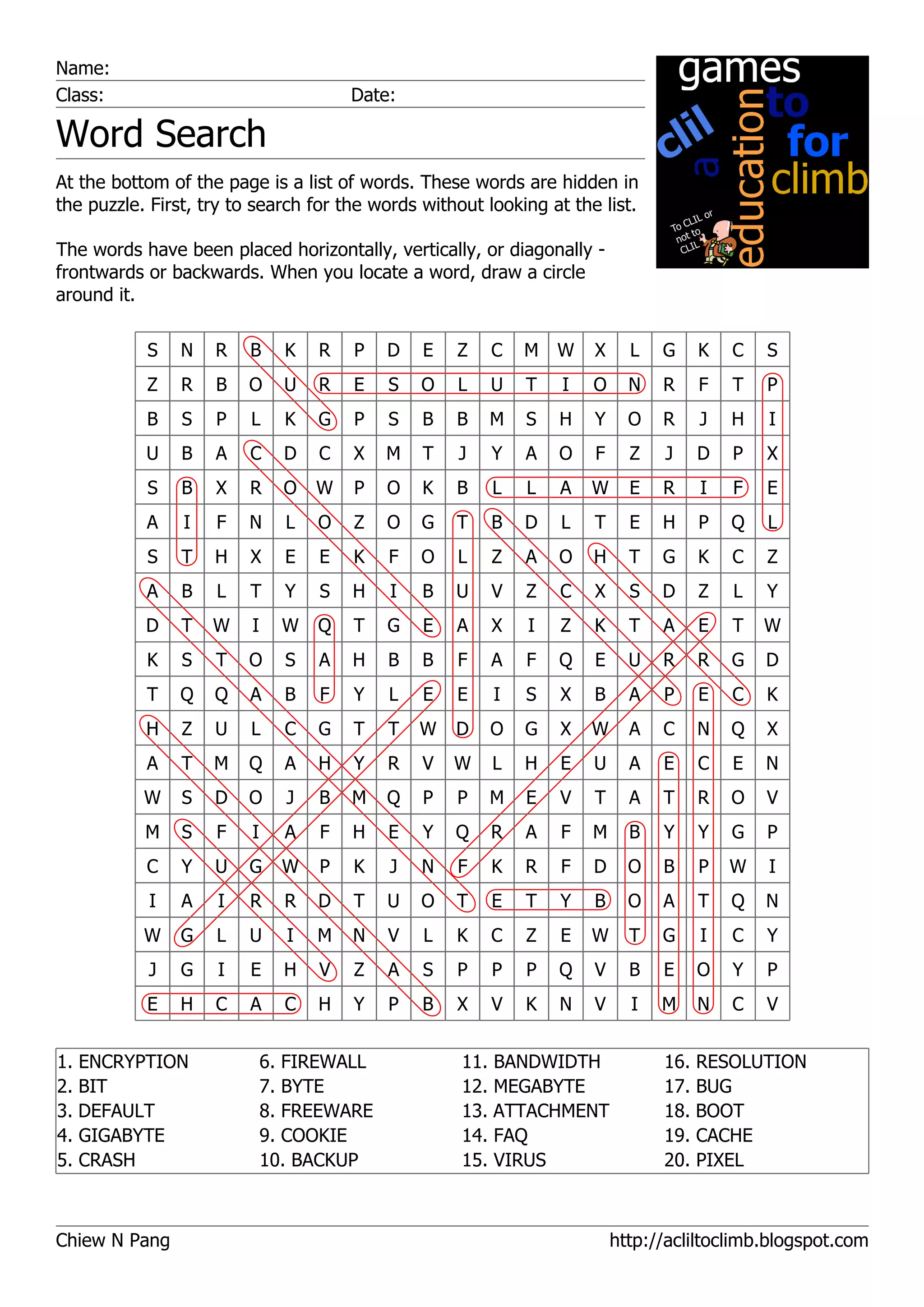 ICT Word Search (Key) | PDF