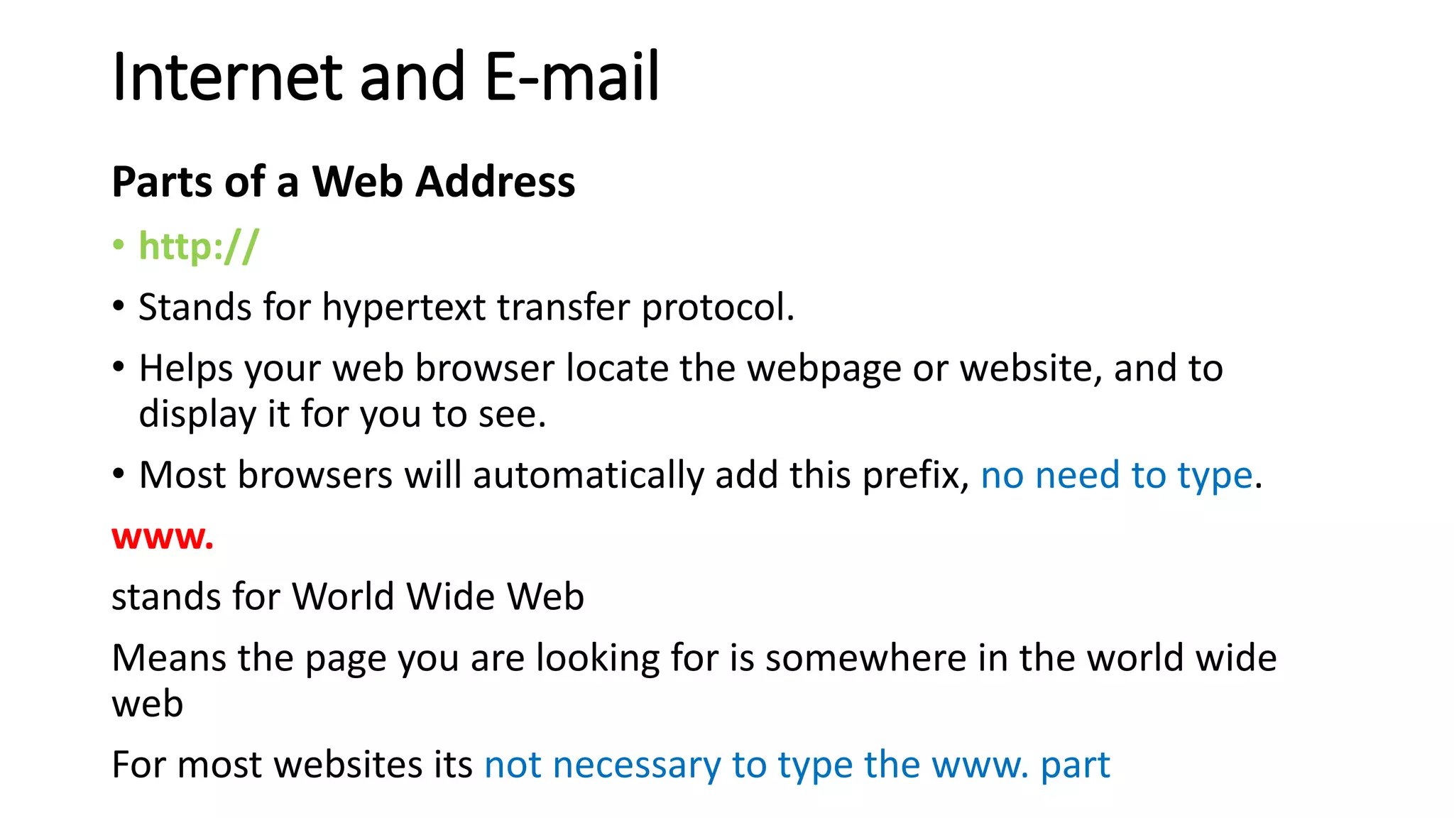 ICT 101 LECTURE 3 - INTERNET AND E-MAIL.pptx