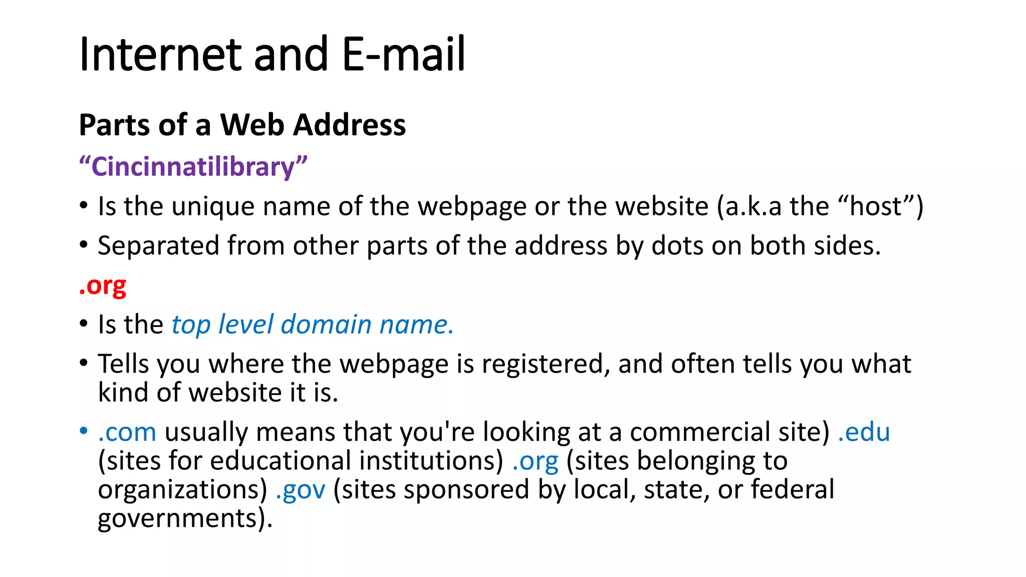 ICT 101 LECTURE 3 - INTERNET AND E-MAIL.pptx