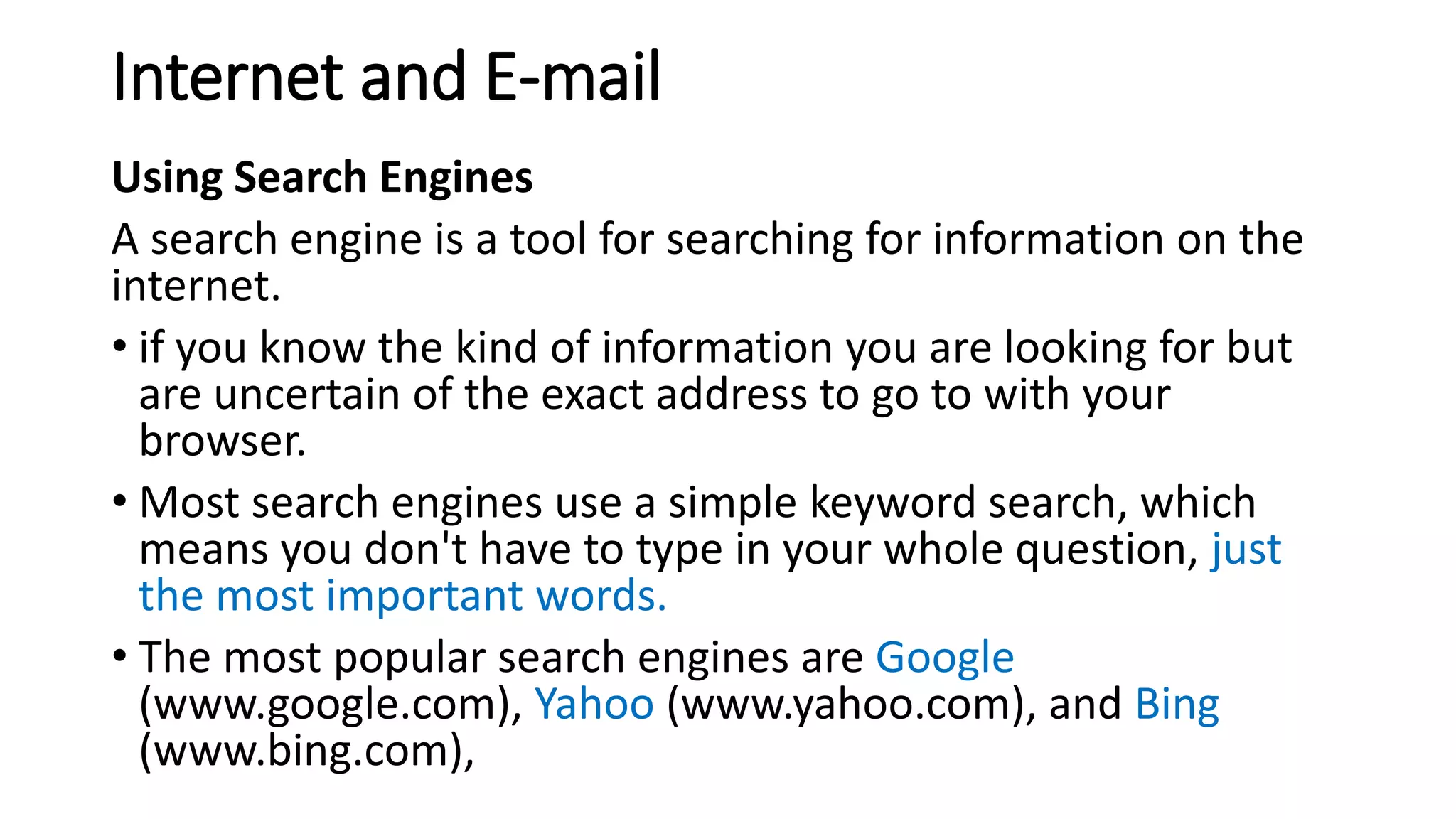 ICT 101 LECTURE 3 - INTERNET AND E-MAIL.pptx