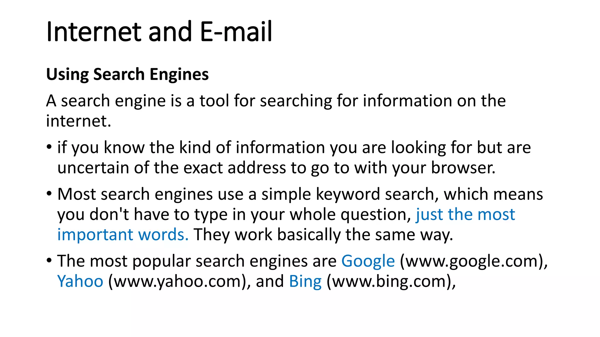 ICT 101 LECTURE 3 - INTERNET AND E-MAIL.pptx