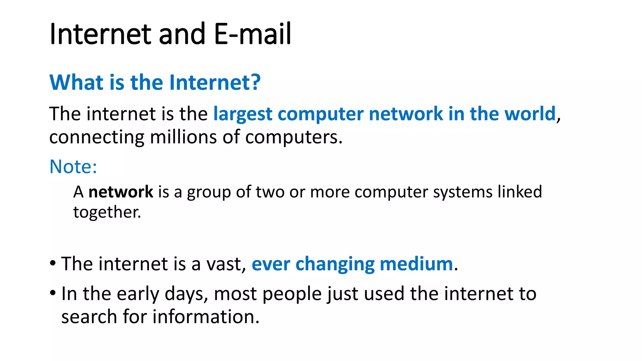 ICT 101 LECTURE 3 - INTERNET AND E-MAIL.pptx
