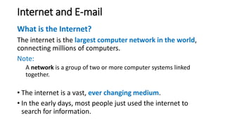 ICT 101 LECTURE 3 - INTERNET AND E-MAIL.pptx