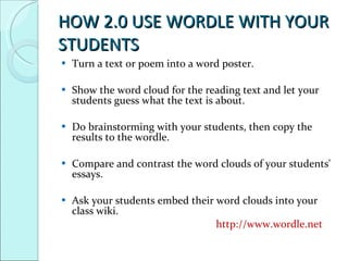 ICT WORKSHOP 2- Wordle and Worsift | PPT