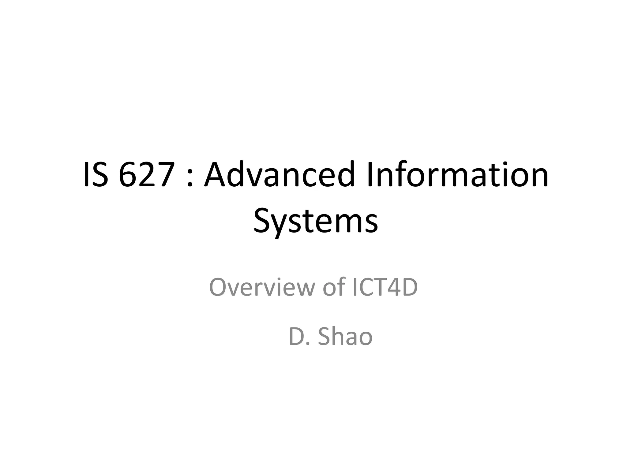 Overview of ICT for Development (ICT4D) | PPT