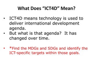 Overview of ICT for Development (ICT4D) | PPT