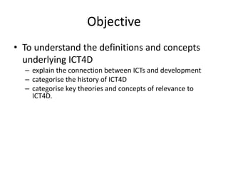 Overview of ICT for Development (ICT4D) | PPT