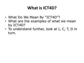 Overview of ICT for Development (ICT4D) | PPT