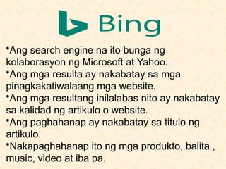 ICT5_W4 PANGANGALAP AT PAGSASAAYOS NG IMPORMASYON GAMIT ANG ICT 3.pptx