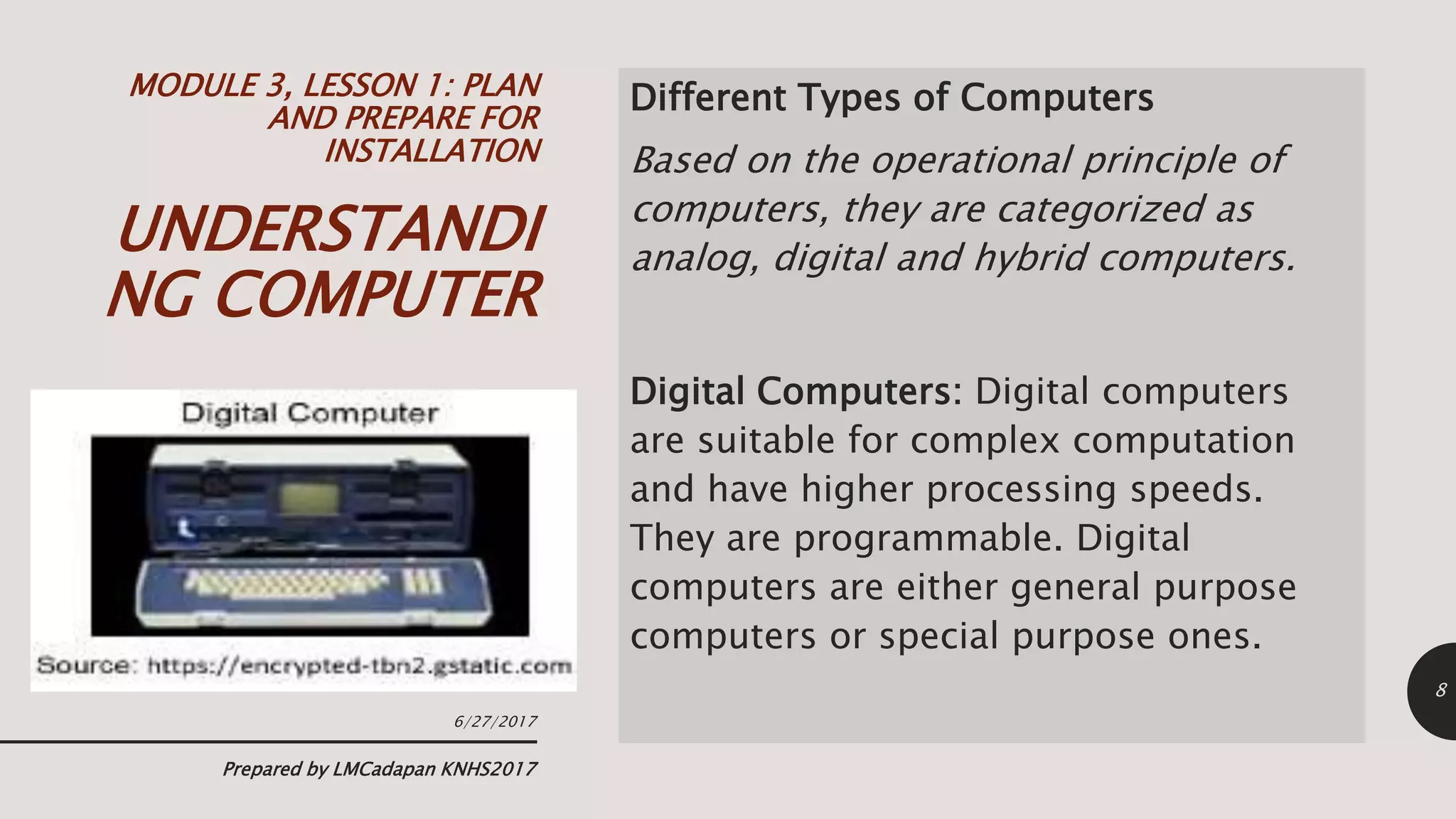 Ict 9 module 3, lesson 1.2 understanding computers | PPTX