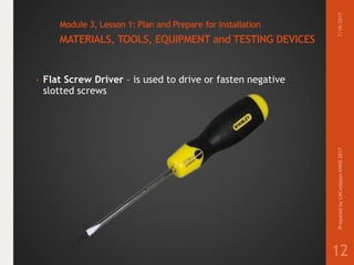 Ict 9 module 3, lesson 1.5 materials, tools, equipment and testing ...