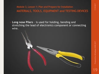 Ict 9 module 3, lesson 1.5 materials, tools, equipment and testing ...