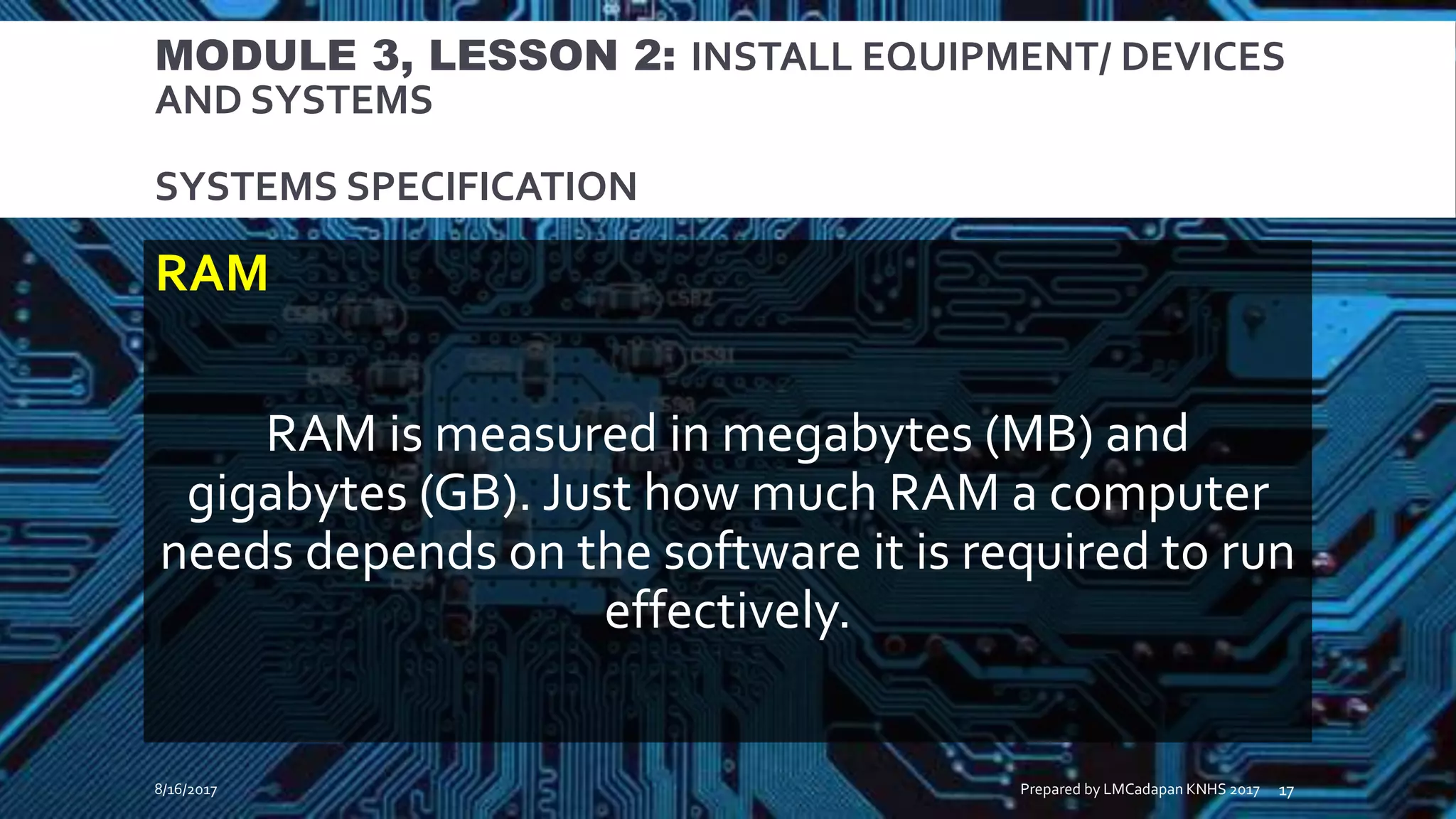 Ict 9 module 3, lesson 2.2 system's specification | PPTX