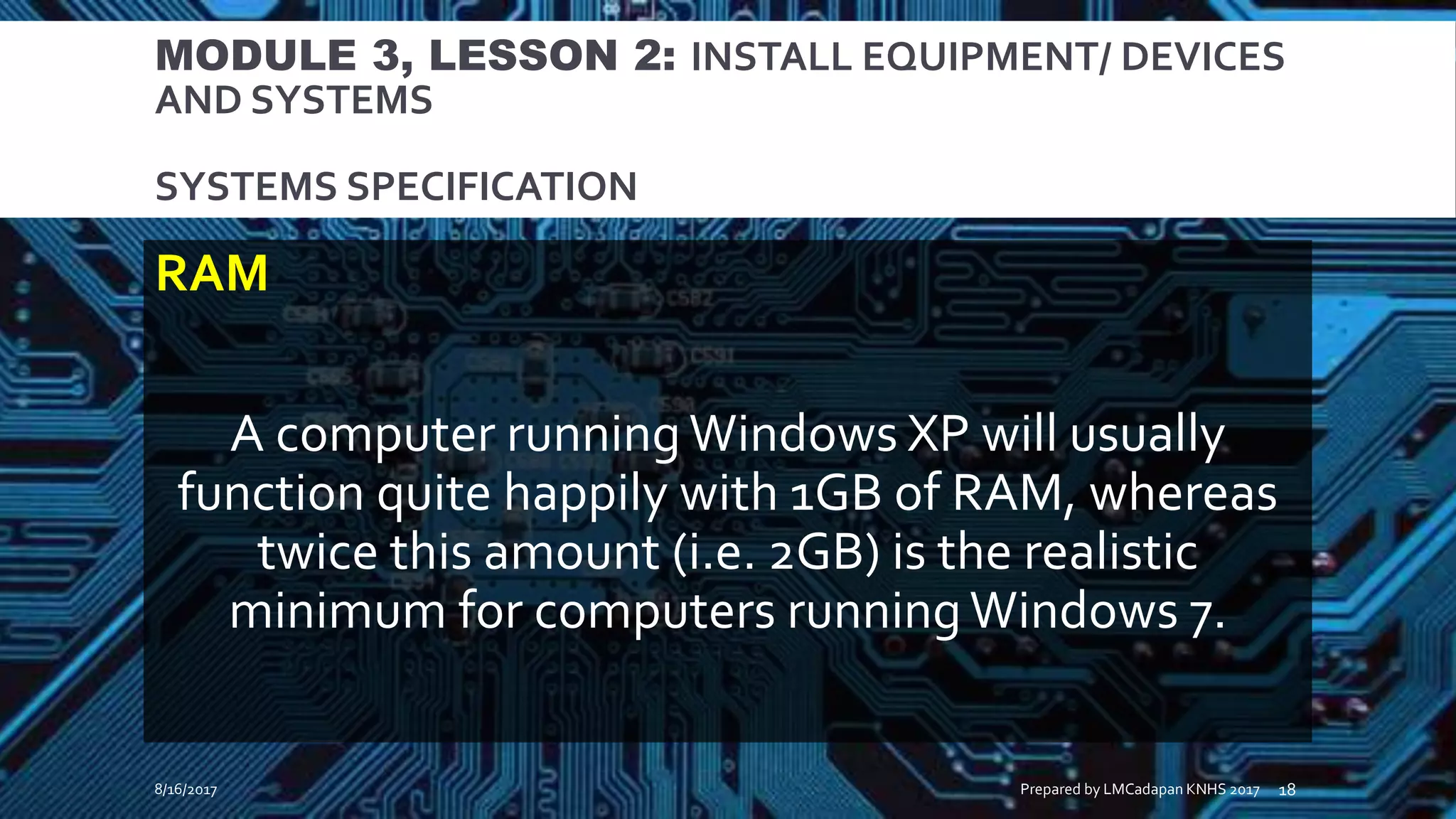 Ict 9 module 3, lesson 2.2 system's specification | PPTX
