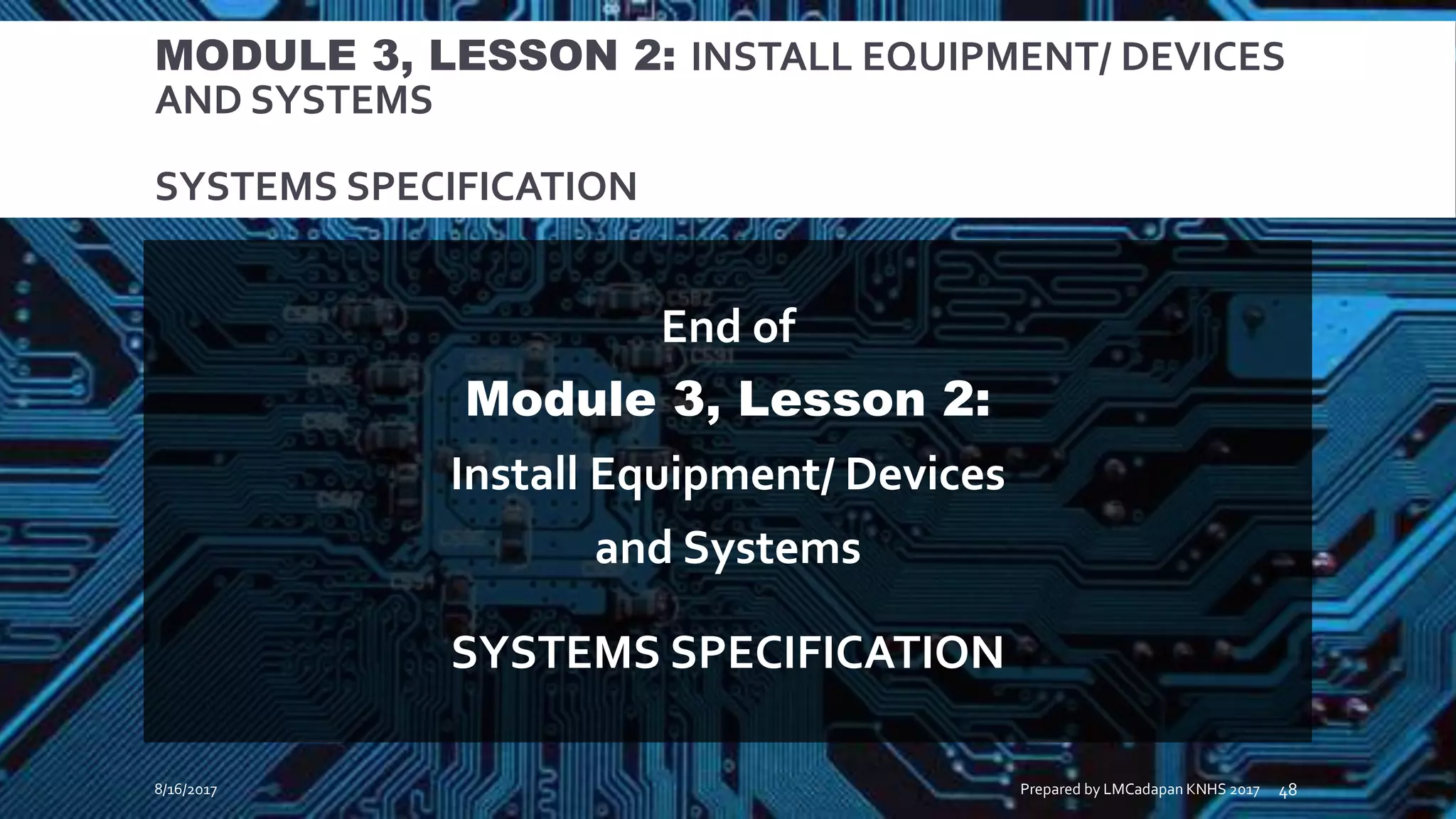 Ict 9 module 3, lesson 2.2 system's specification | PPTX