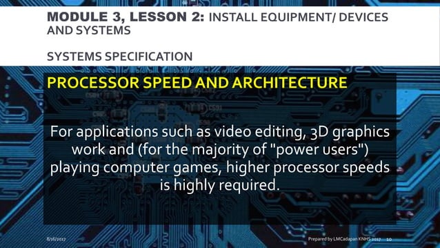 Ict 9 module 3, lesson 2.2 system's specification | PPTX