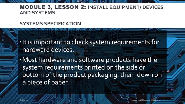 Ict 9 module 3, lesson 2.2 system's specification | PPTX