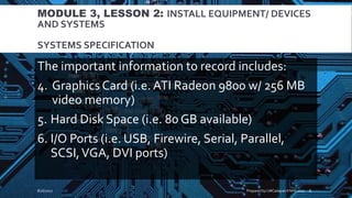 Ict 9 module 3, lesson 2.2 system's specification | PPTX