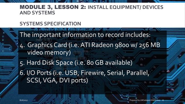 Ict 9 module 3, lesson 2.2 system's specification | PPTX