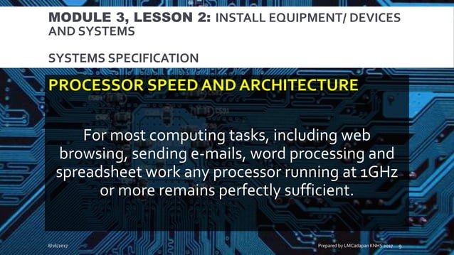Ict 9 module 3, lesson 2.2 system's specification | PPTX