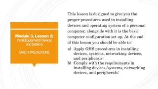 Ict 9 module 3, lesson 2.1 safety precautions | PPTX