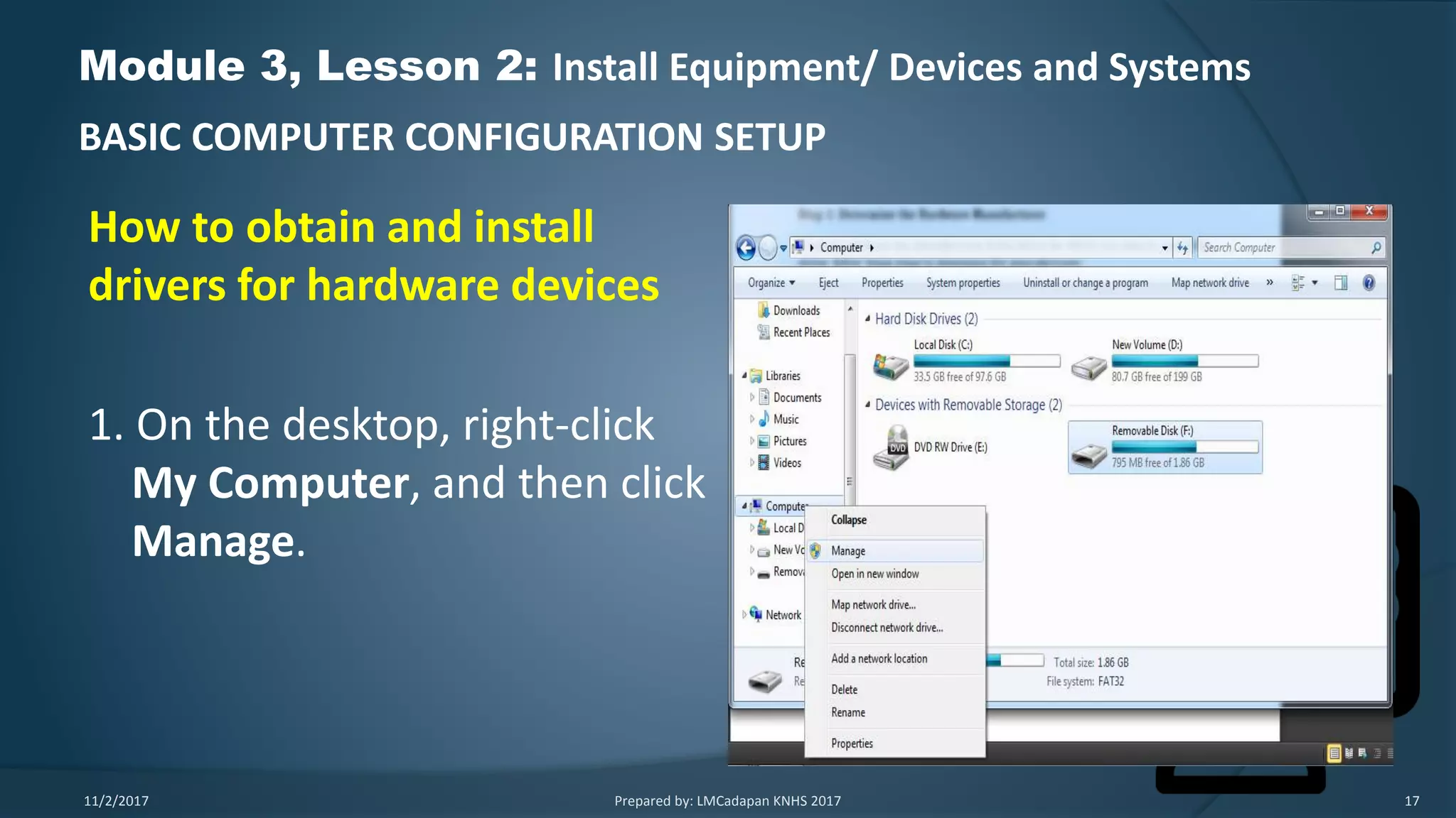 Ict 9 module 3, lesson 2.5 basic computer configuration setup | PPTX