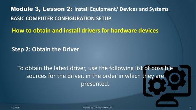 Ict 9 module 3, lesson 2.5 basic computer configuration setup | PPTX