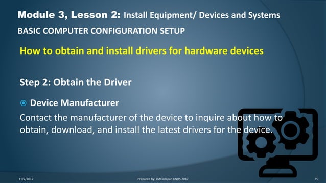 Ict 9 module 3, lesson 2.5 basic computer configuration setup | PPTX
