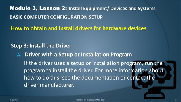 Ict 9 module 3, lesson 2.5 basic computer configuration setup | PPTX