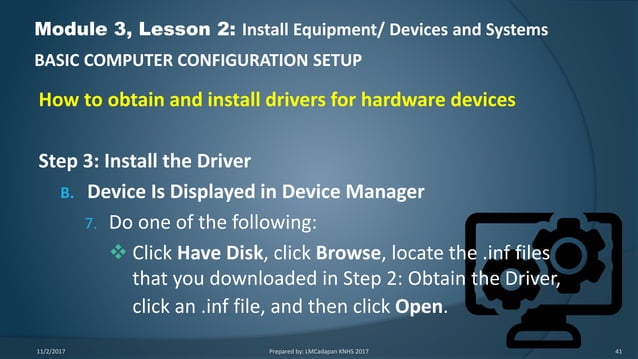 Ict 9 module 3, lesson 2.5 basic computer configuration setup | PPTX