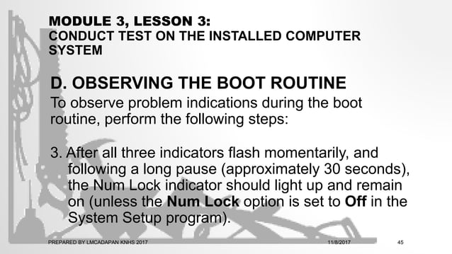 Ict 9 module 3, lesson 3 conducting test on the installed computer ...
