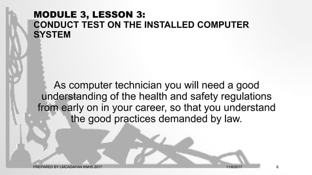 Ict 9 module 3, lesson 3 conducting test on the installed computer ...