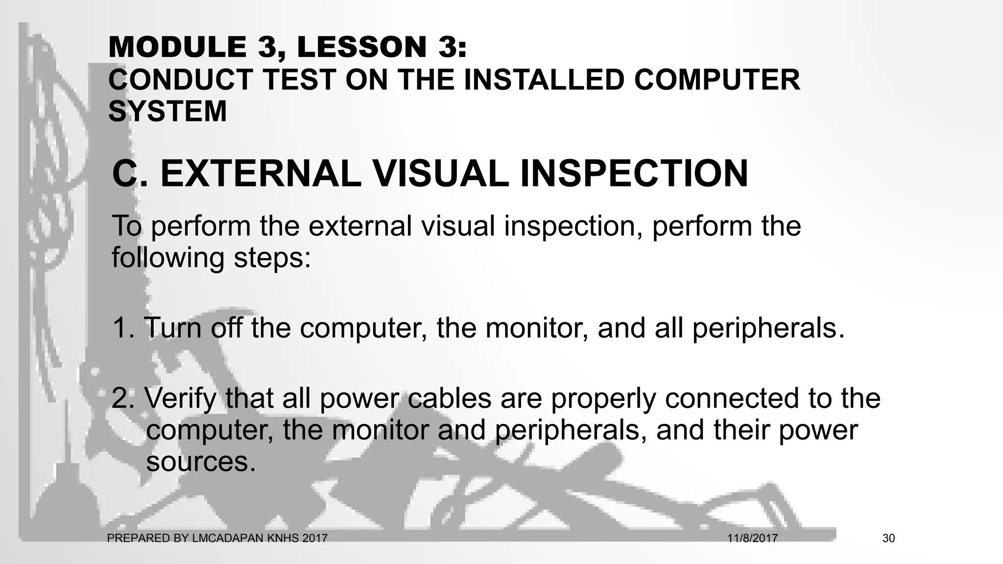 ict9module3lesson3conductingtestontheinstalledcomputersystem ...
