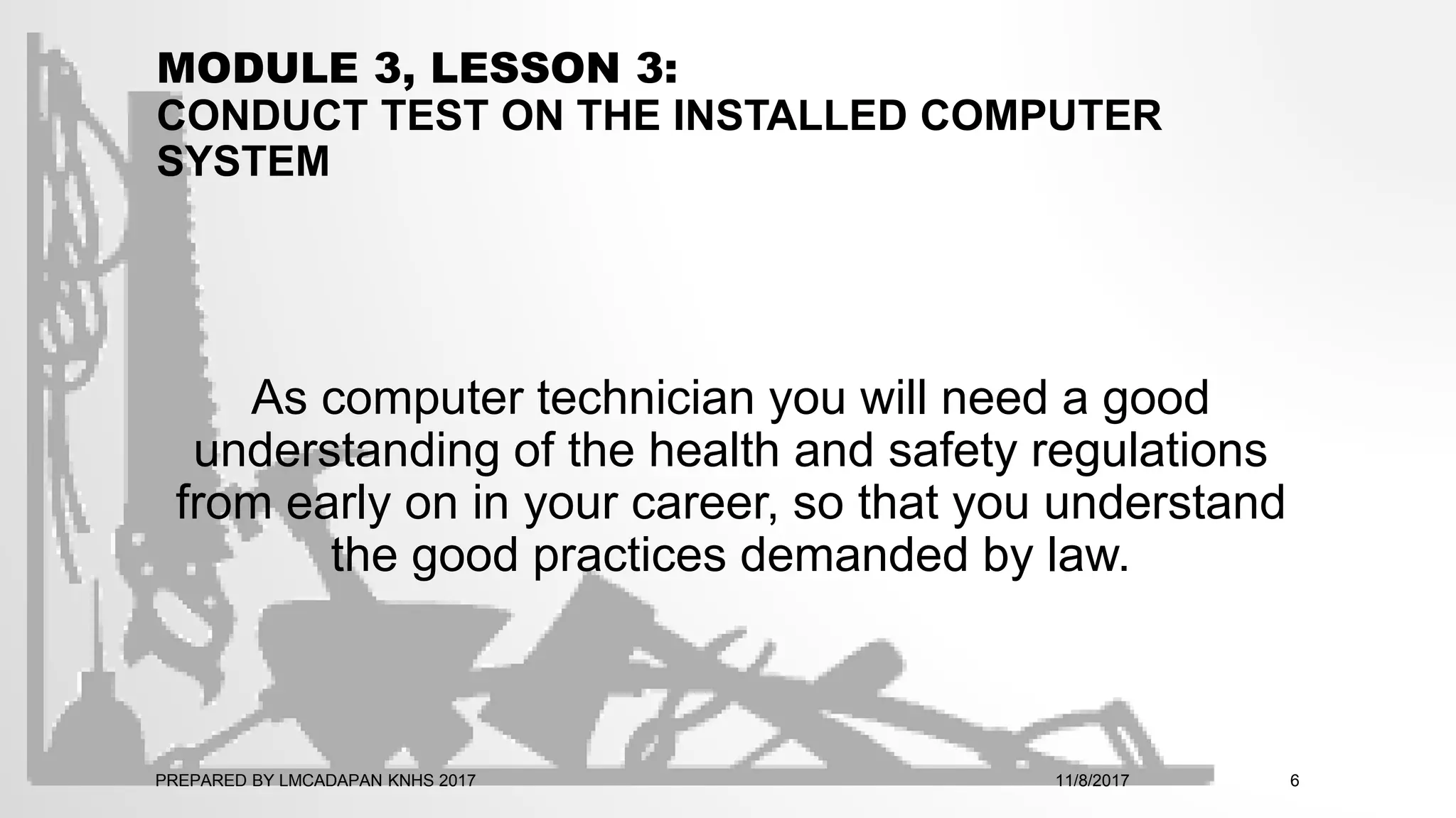 ict9module3lesson3conductingtestontheinstalledcomputersystem ...
