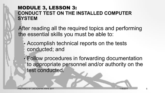 ict9module3lesson3conductingtestontheinstalledcomputersystem ...