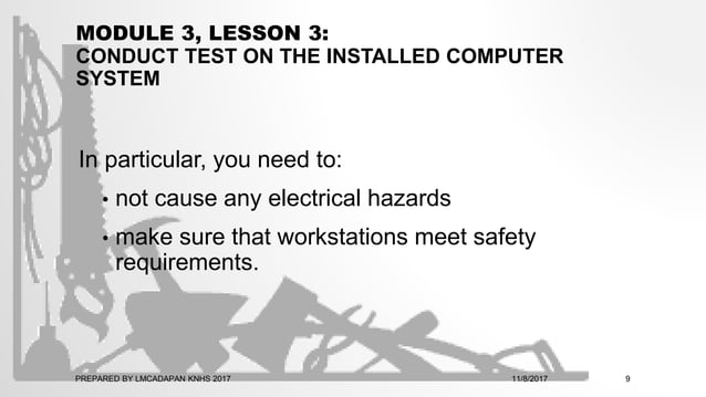 ict9module3lesson3conductingtestontheinstalledcomputersystem ...