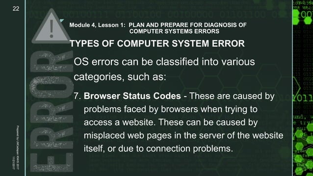 Ict 9 module 4, lesson 1.2 types of computer system errors