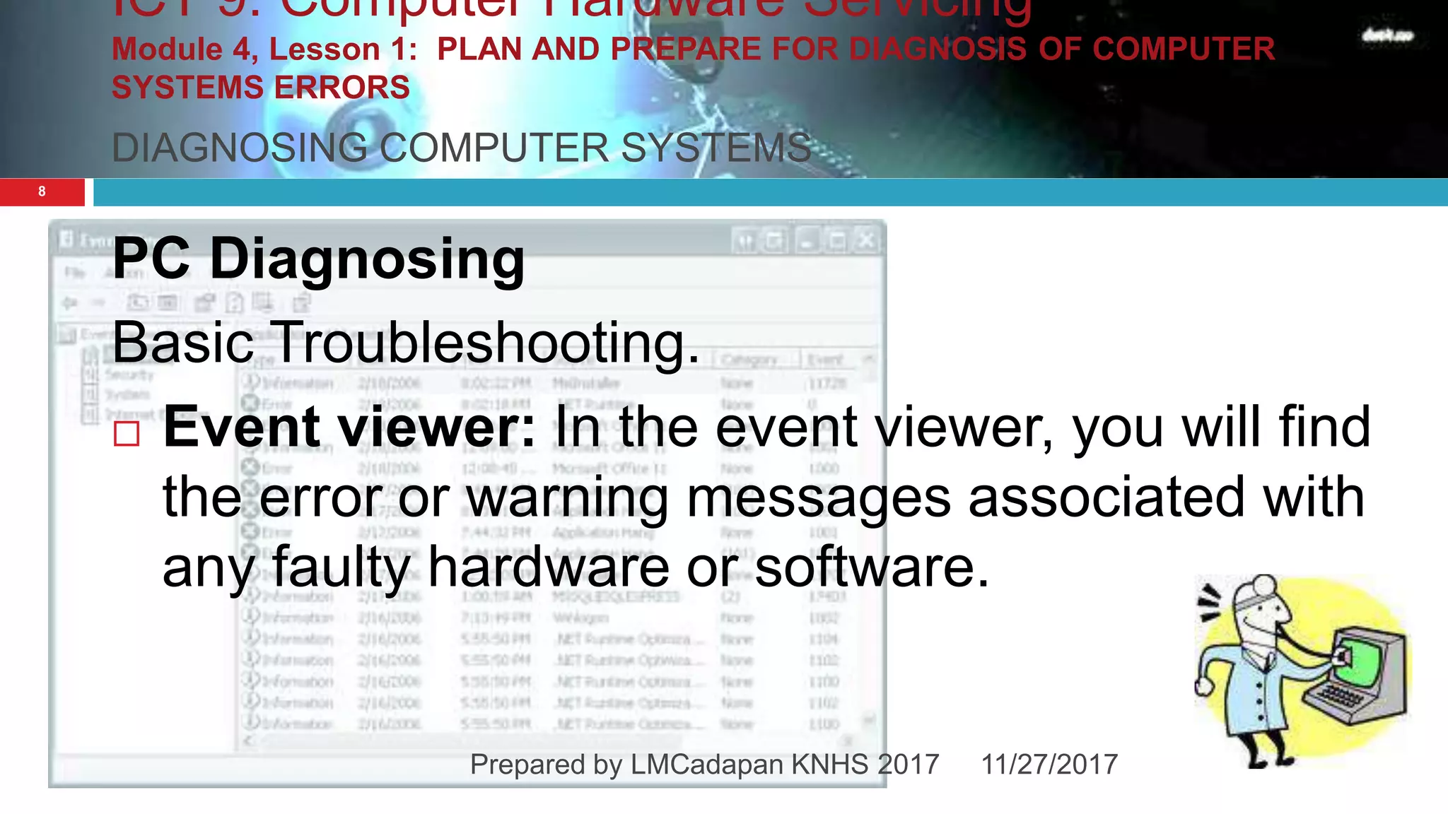 Ict 9 module 4, lesson 1.3 diagnosing computer systems | PPTX