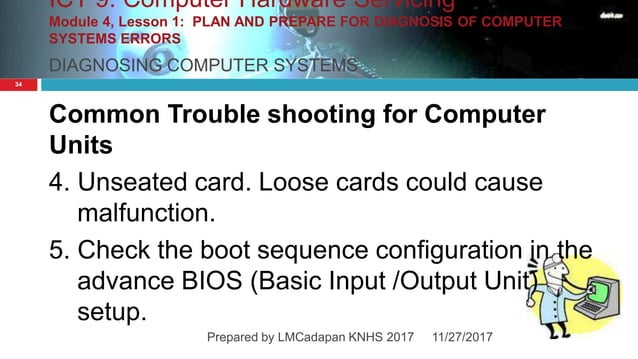 Ict 9 module 4, lesson 1.3 diagnosing computer systems | PPTX