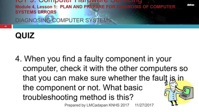Ict 9 module 4, lesson 1.3 diagnosing computer systems | PPTX