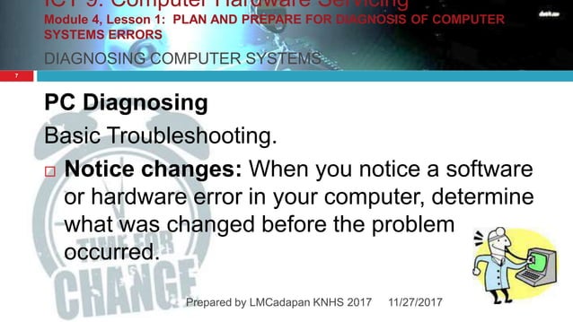 Ict 9 module 4, lesson 1.3 diagnosing computer systems | PPTX