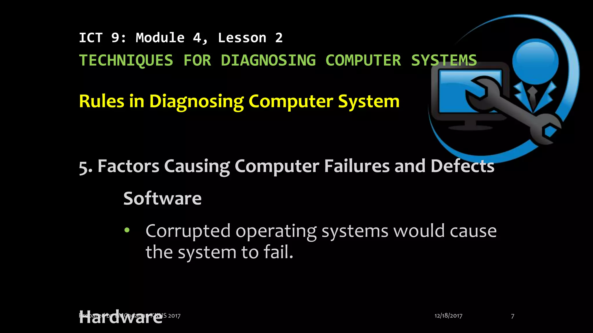 Ict 9 module 4, lesson 2.3 techniques for diagnosing computer systems ...