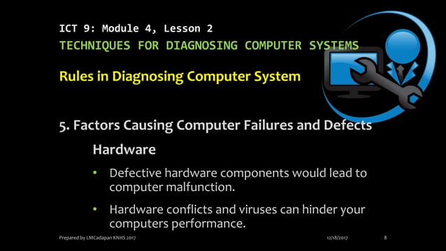 Ict 9 module 4, lesson 2.3 techniques for diagnosing computer systems ...
